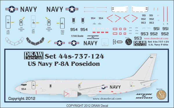 DRAW Decal Boeing P-8A Poseidon Decals | Airline Hobby Supplies