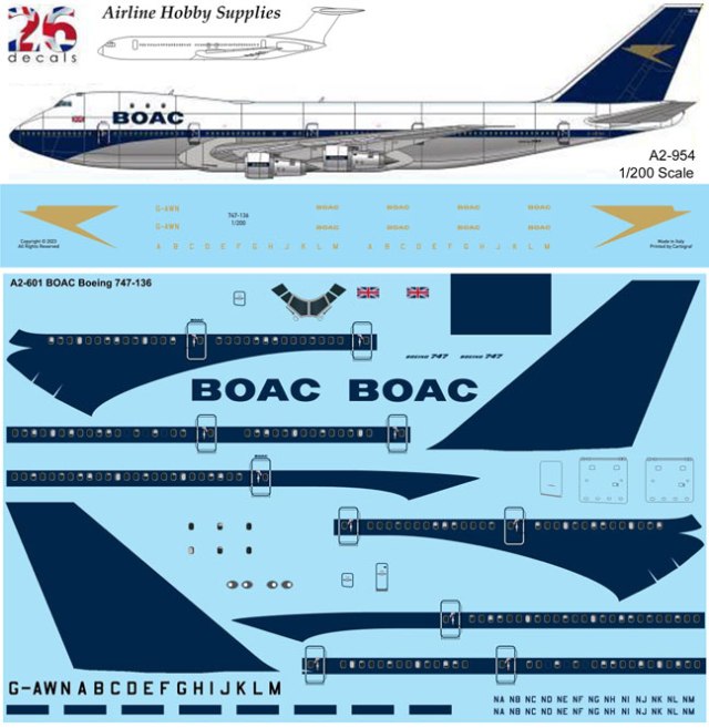Gold Foil Decals for the BOAC Jet Fleet | Airline Hobby Supplies