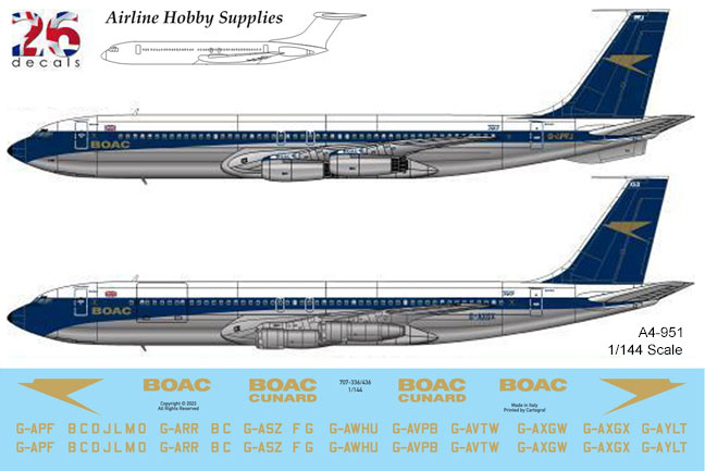 Gold Foil Decals for the BOAC Jet Fleet | Airline Hobby Supplies