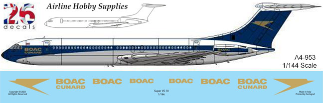 Gold Foil Decals for the BOAC Jet Fleet | Airline Hobby Supplies