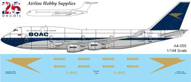 Gold Foil Decals for the BOAC Jet Fleet | Airline Hobby Supplies